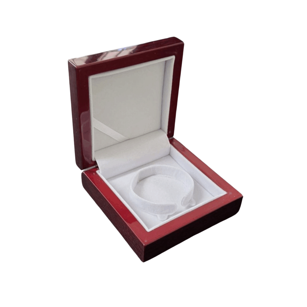 Gloss Wood Bangle Box in Redwood Finish with White Suede Interior - Shonrei